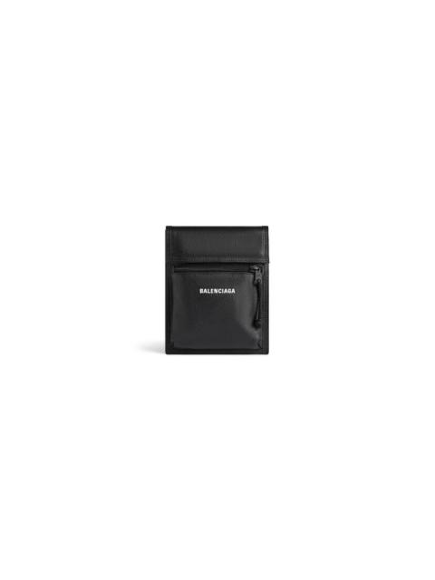 BALENCIAGA Men's Explorer Small Pouch With Strap in Black | REVERSIBLE