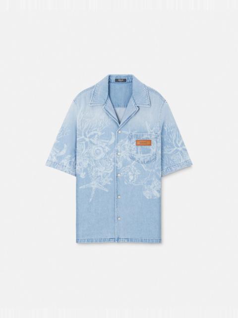 VERSACE Lasered Barocco Sea Denim Overshirt | REVERSIBLE