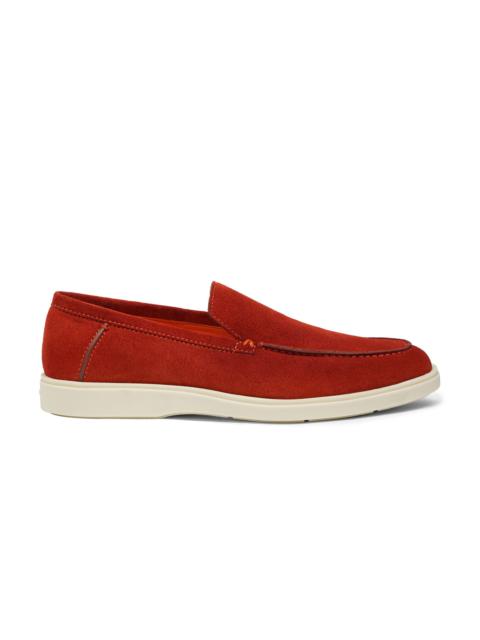 Santoni Men's orange suede loafer | REVERSIBLE
