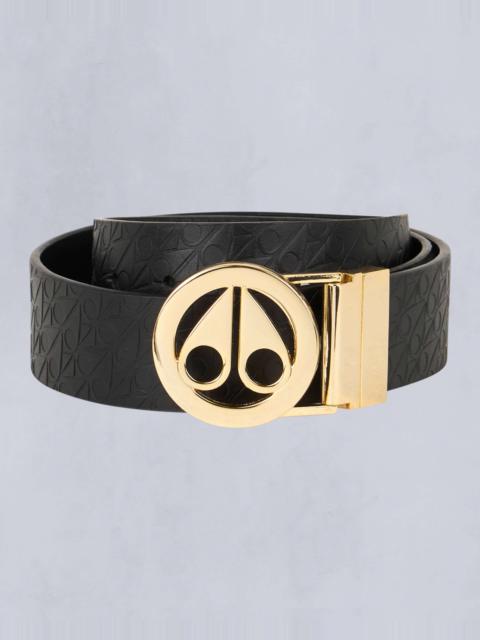MOOSE KNUCKLES CIRCULAR GOLD LOGO ICON BELT | REVERSIBLE