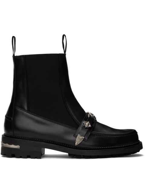 TOGA VIRILIS Black Graphic Hardware Chelsea Boots | REVERSIBLE