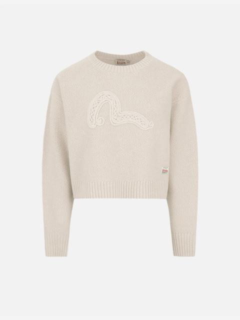 EVISU TEXTURE SEAGULL KNITTED SWEATER | REVERSIBLE