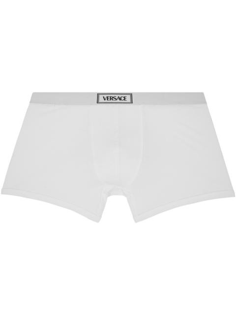 VERSACE White '90s Logo Long Boxers | REVERSIBLE