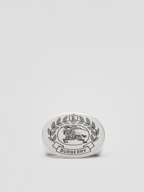 Burberry Engraved EKD Palladium-plated Signet Ring | REVERSIBLE