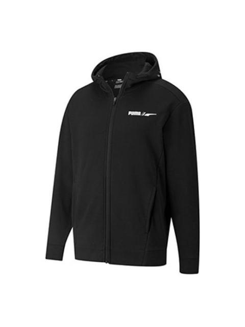PUMA PUMA Winterized Logo Sports Fleece Lined Hooded Jacket Black ...