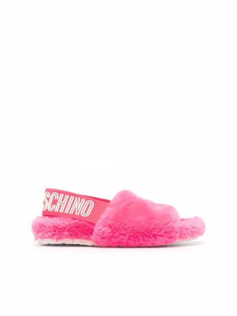 Moschino shearling-effect open toe sandals | REVERSIBLE