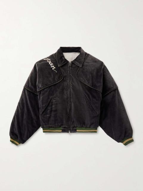 Kapital Sham Convertible Embroidered Cotton-Velvet Bomber Jacket ...