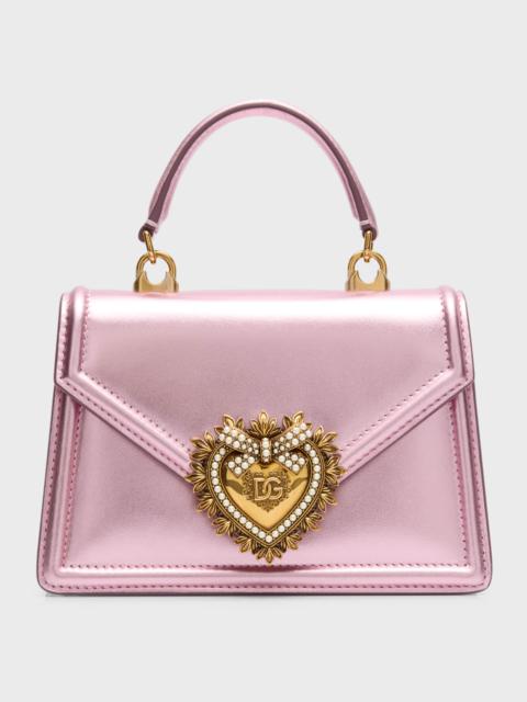 Dolce & Gabbana Devotion Mini Metallic Leather Top-Handle Bag | REVERSIBLE