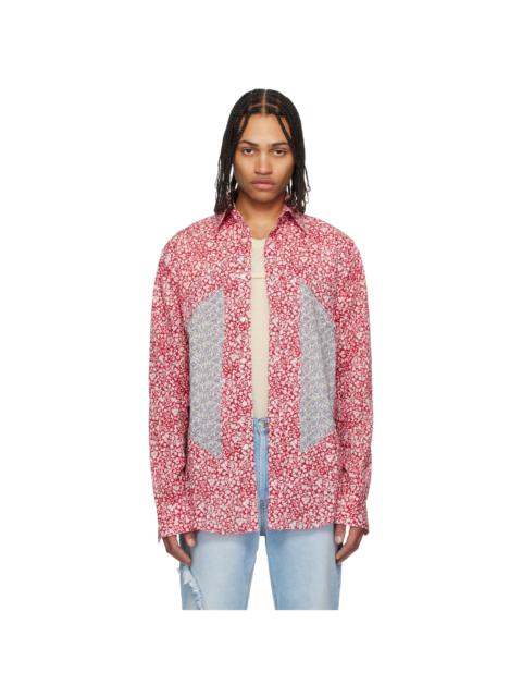 EDWARD CUMING Red Floral Cotton Classic Lung Window Shirt | REVERSIBLE
