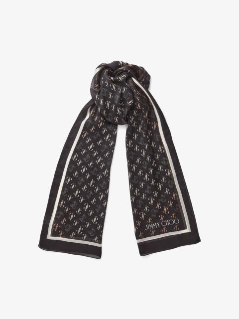 JIMMY CHOO Doris Black Silk Stole with JC Monogram Repeat Print ...