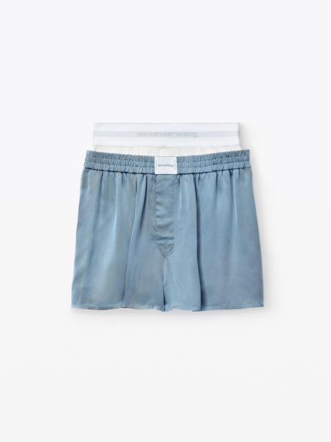 Alexander Wang logo boxer short in shiny cupro | REVERSIBLE