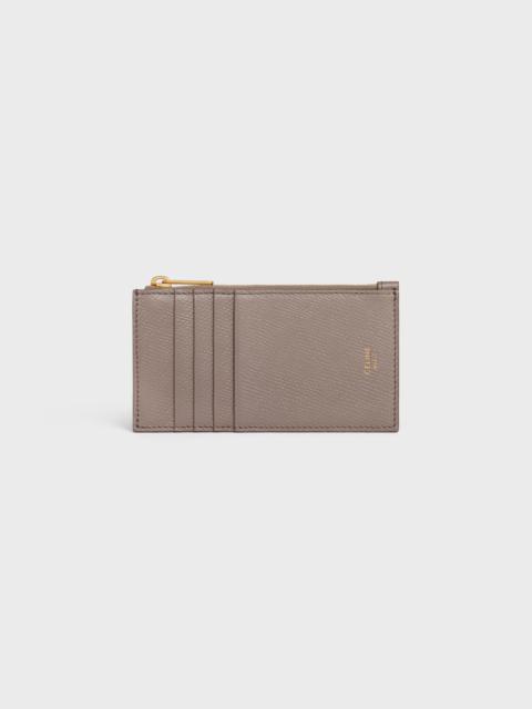 CELINE ZIPPED COMPACT CARD HOLDER ESSENTIALS in Grained Calfskin | REVERSIBLE