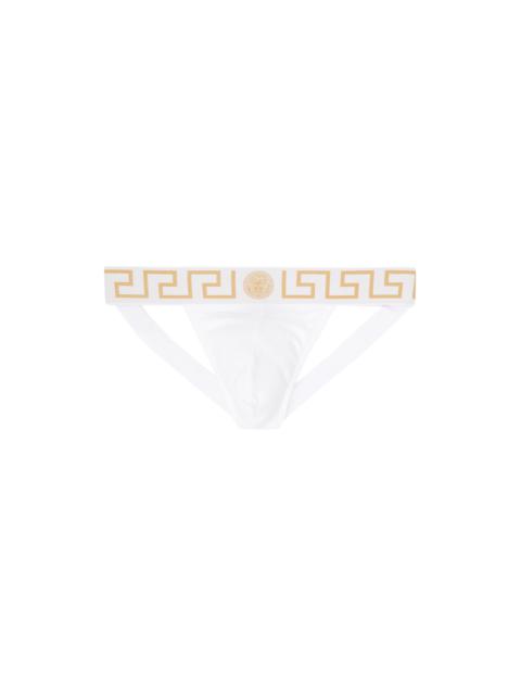 VERSACE White Greca Border Jockstrap | REVERSIBLE