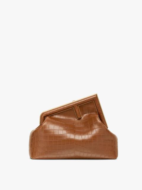FENDI Medium Fendi First bag in exquisite brown crocodile leather with ...