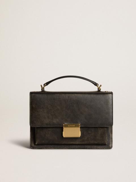Golden Goose Venezia Bag in black distressed leather with gold details ...