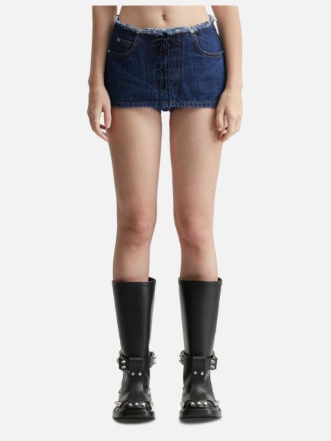 pushBUTTON DENIM MINI SKORT | REVERSIBLE