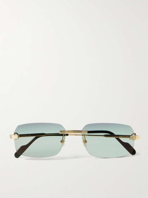Cartier Rimless Rectangular-Frame Gold-Tone Sunglasses | REVERSIBLE