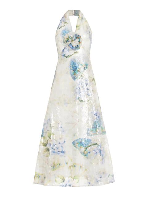 RODARTE Flower-Detailed Sequined Floral Halter Dress multi | REVERSIBLE
