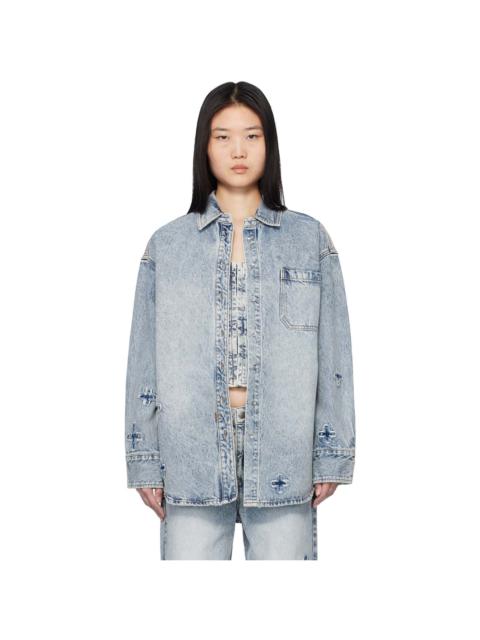Ksubi Blue Oversized Klassic Kraftwerk Denim Shirt | REVERSIBLE