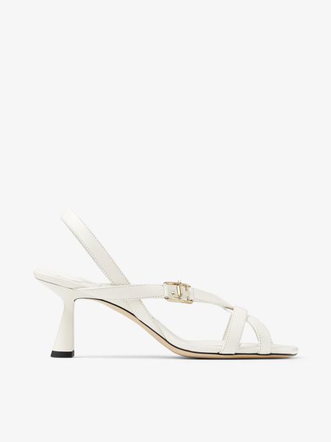 JIMMY CHOO Jess 65 Latte Nappa Leather Sandals | REVERSIBLE