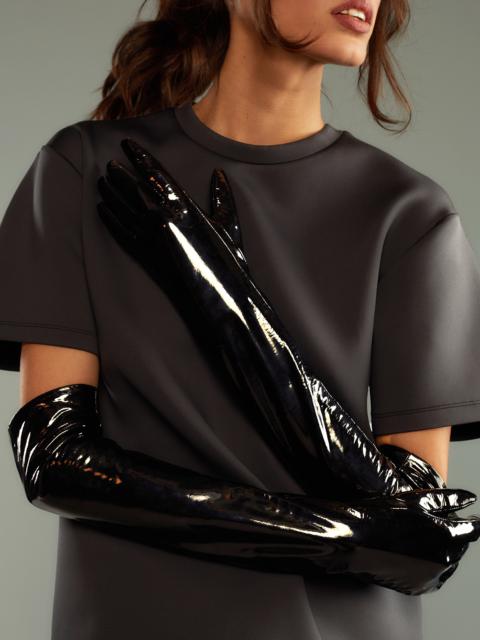 CYNTHIA ROWLEY Bea Long Patent Leather Gloves | REVERSIBLE