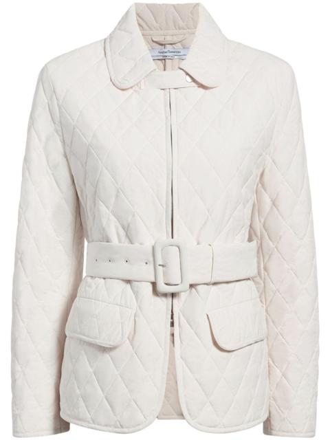 Another Tomorrow diamond-quilted belted puffer jacket | REVERSIBLE