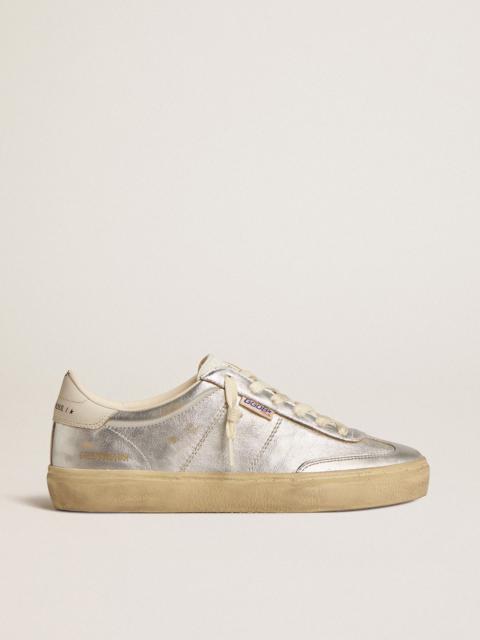 Golden Goose Soul Star in metallic silver leather with white leather ...