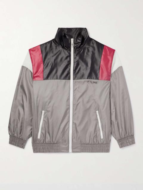 CELINE Logo-Print Mesh-Trimmed Colour-Block Nylon Track Jacket | REVERSIBLE