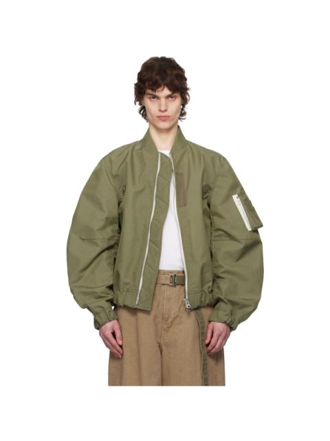 sacai Khaki 3 Layer Bonding Bomber Jacket | REVERSIBLE