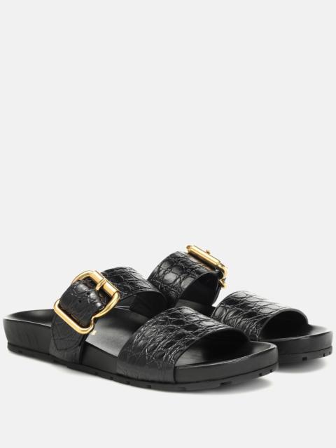 Prada Croc-effect leather slides | REVERSIBLE