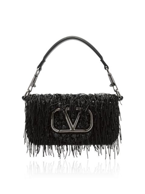Valentino Loco' Fringes Small Leather Shoulder Bag black | REVERSIBLE