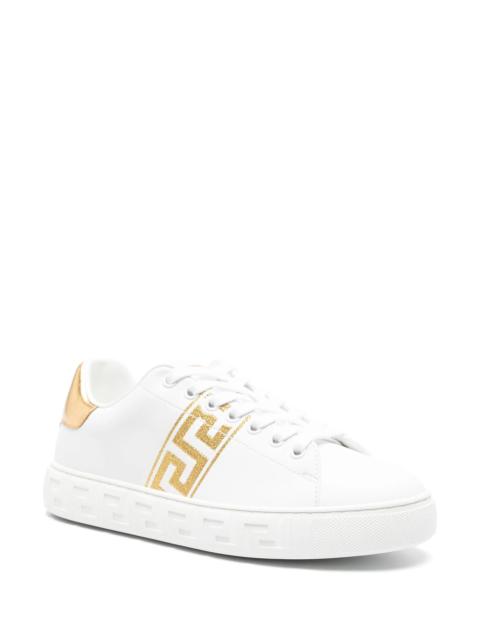 VERSACE Versace Greca-embroidered Leather Sneakers | REVERSIBLE