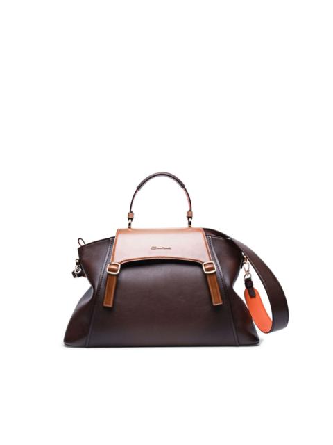 Santoni logo-debossed leather shoulder bag | REVERSIBLE
