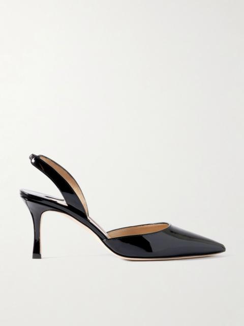 Manolo Blahnik Carolyne 70 patent-leather slingback pumps Black ...