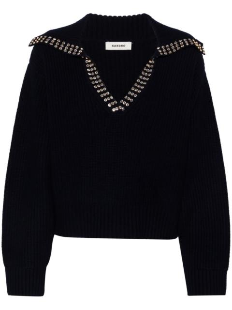 Sandro crystal-embellished wool jumper | REVERSIBLE