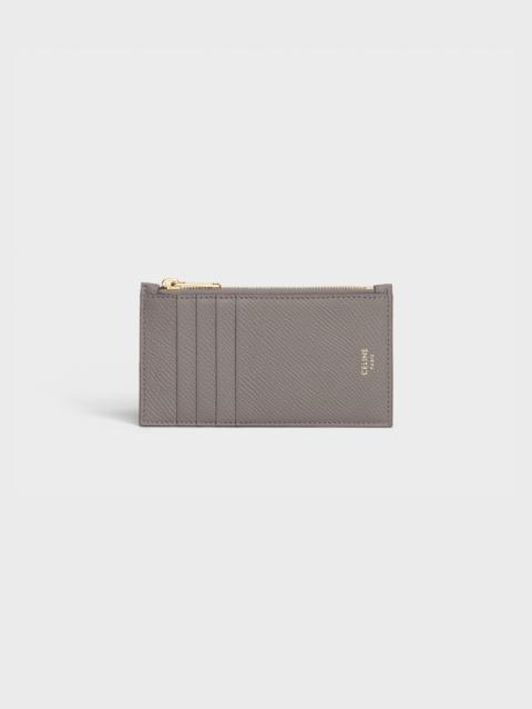 CELINE Zipped compact card holder in Grained calfskin | REVERSIBLE