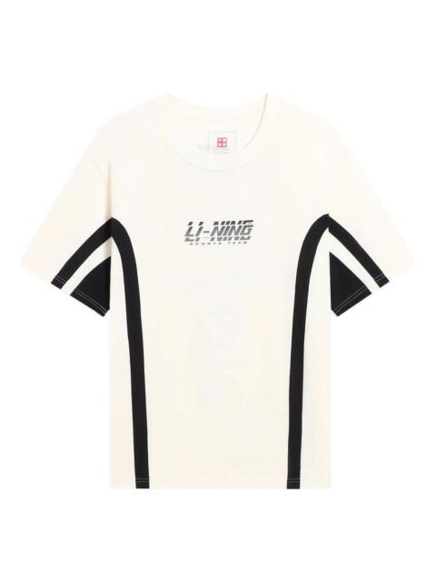 Li-Ning Li-Ning Sports Team Multi Logo T-shirt 'Beige' AHSS121-1 ...