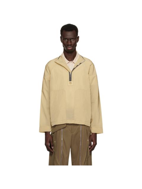 RANRA Beige Ganga Shiny Nylon Track Jacket | REVERSIBLE