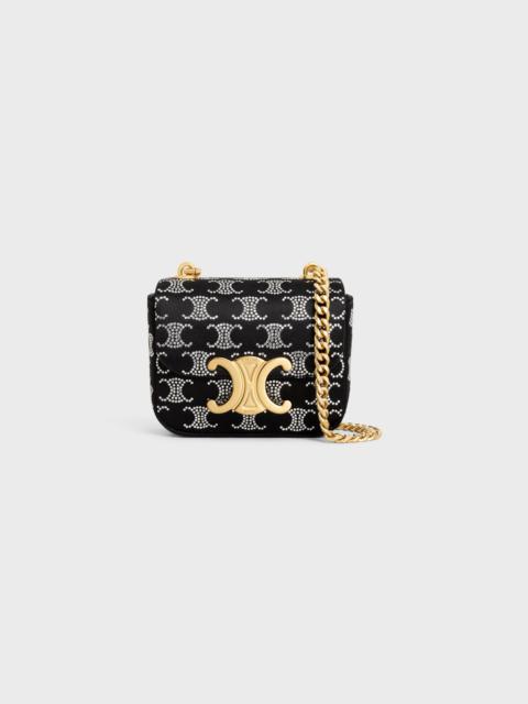 CELINE MINI CHAIN CLAUDE in SATIN WITH TRIOMPHE STRASS | REVERSIBLE