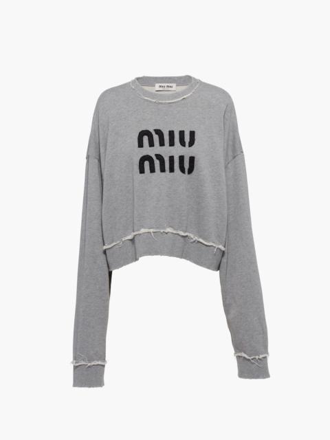 Miu Miu Embroidered cotton fleece sweatshirt | REVERSIBLE