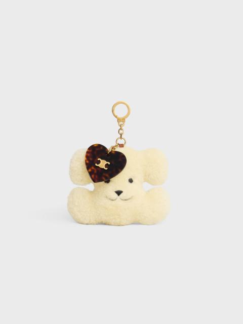 CELINE TRIOMPHE pom-pom keyring with heart in SHEARLING AND ACETATE ...