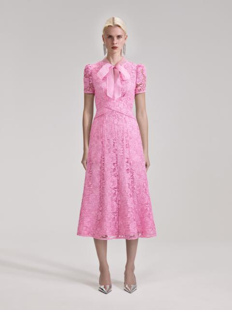 Self Portrait Pink Cord Lace Crossover Midi Dress Reversible