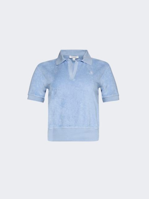 Sporty & Rich Short-sleeve Terry Polo Washed Hydrangea And White ...