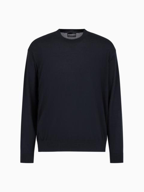 EMPORIO ARMANI Travel Essentials plain-knit virgin-wool jumper | REVERSIBLE