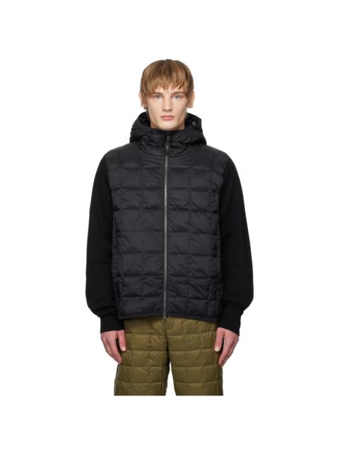 TAION Black Hood Knit Down Jacket | REVERSIBLE
