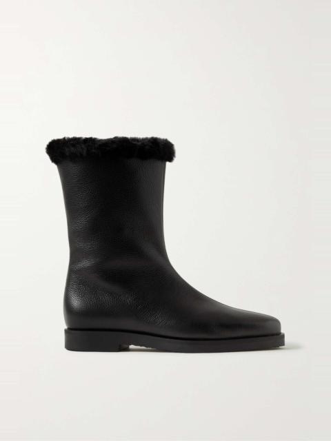 Totême The Off-Duty faux fur-lined textured-leather boots Black ...