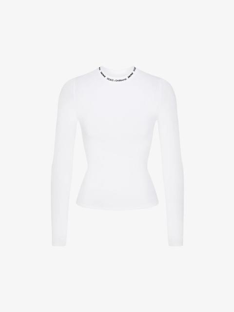 SKIMS Dolce & Gabbana x SKIMS logo-patch long-sleeve stretch-cotton T ...