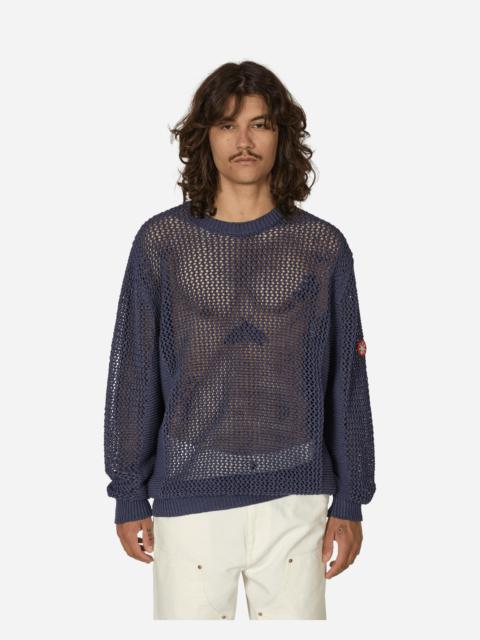 Cav Empt Side Rib Loose Net Knit Sweater Blue | REVERSIBLE