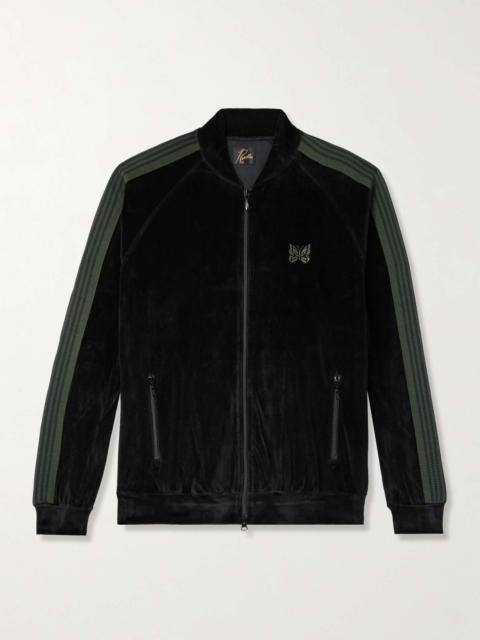 NEEDLES Logo-Embroidered Velour Zip-Up Sweatshirt | REVERSIBLE