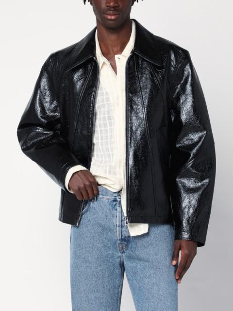 Séfr Shiny black zip-up jacket in eco-leather | REVERSIBLE